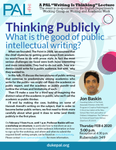 Thinking Publicly | What is the good of public intellectual writing? | PAL